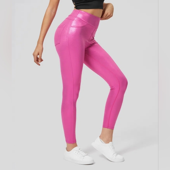 HALARA | Pants & Jumpsuits | Halara Softlyzero Shiny Pink Faux Leather ...